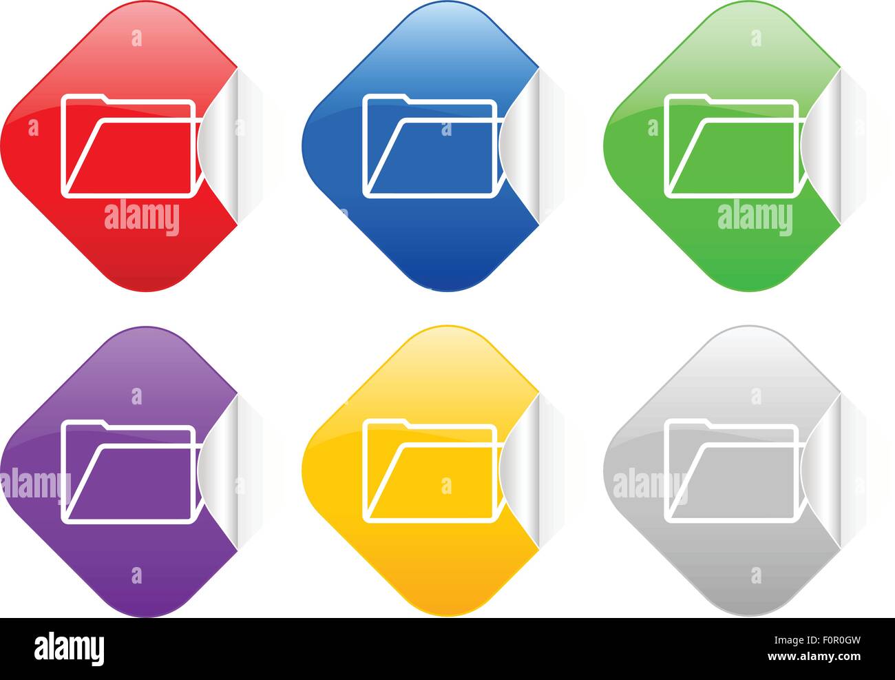 Square stickers set on a white background. Vector illustration Stock ...