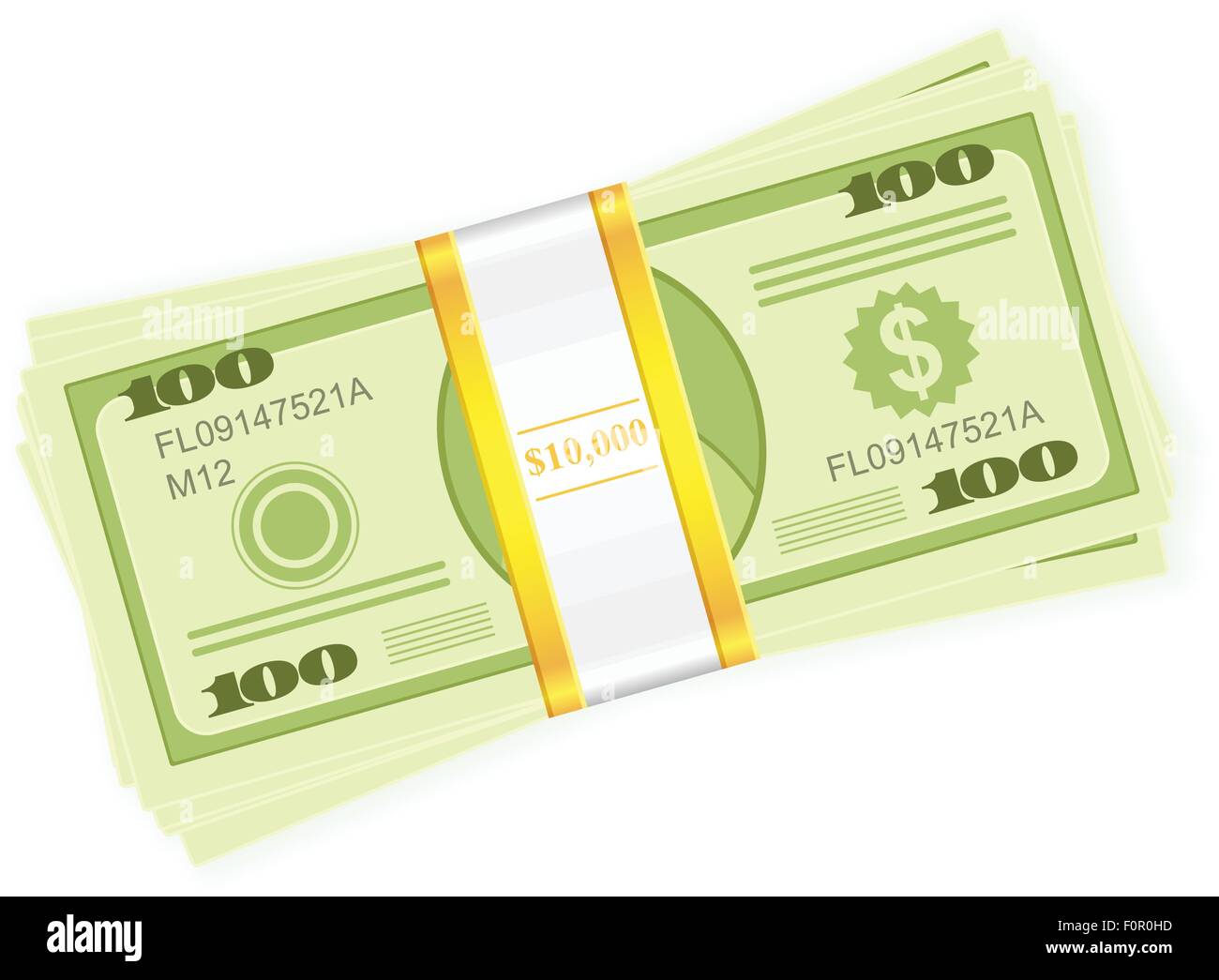 Hundreds dollar banknotes stack on a white background. Vector ...