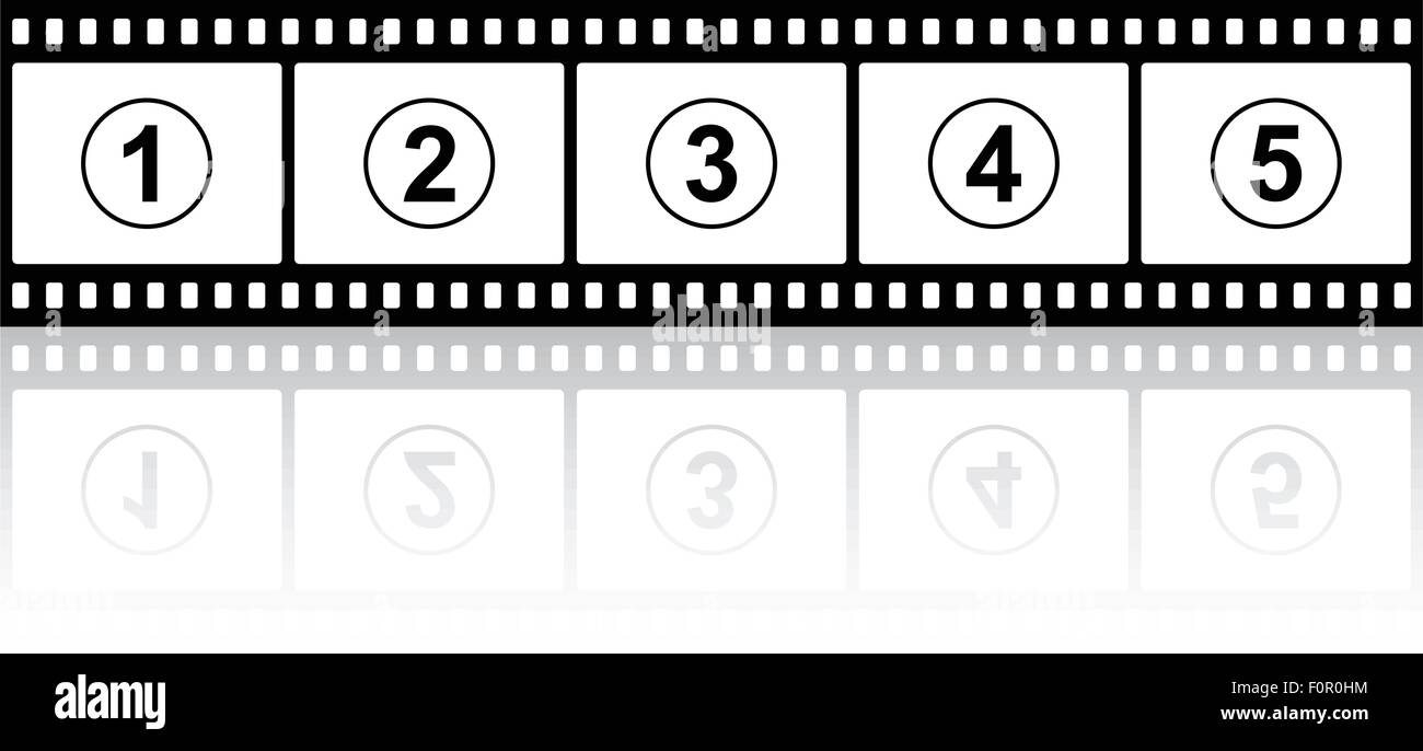 Film strip with reflection on a white background. Vector illustration ...