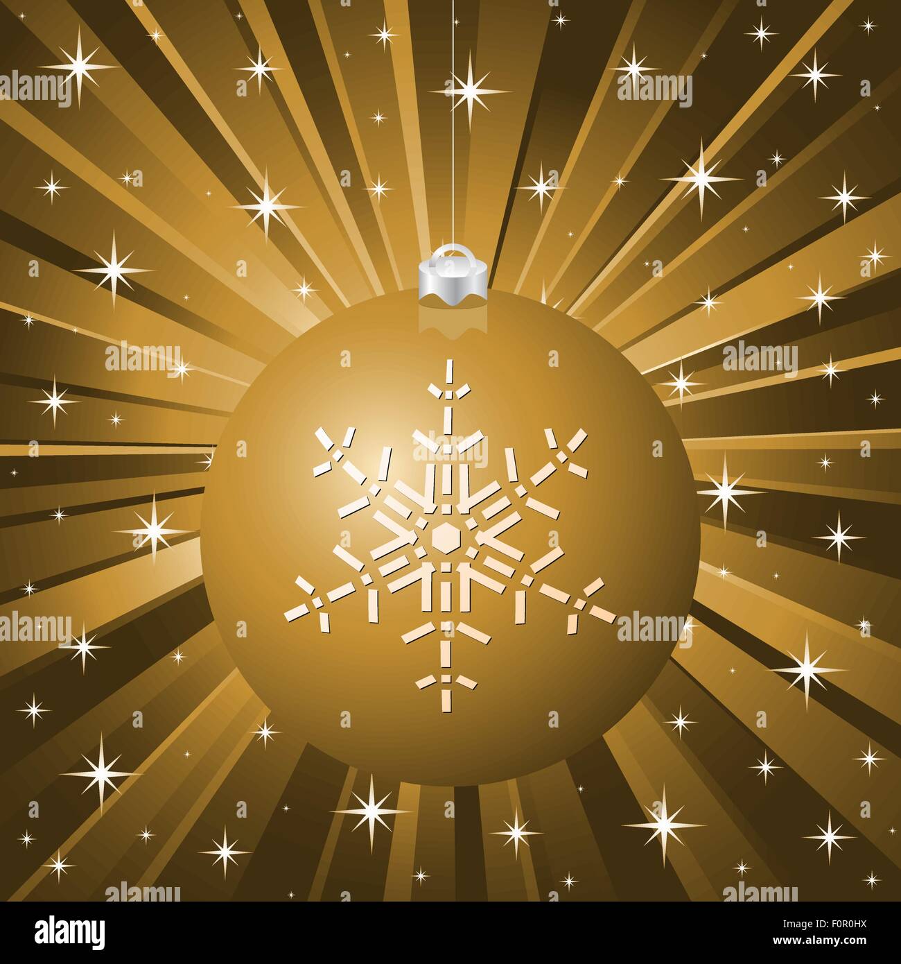 Christmas ball on a gold rays background. Vector illustration Stock ...