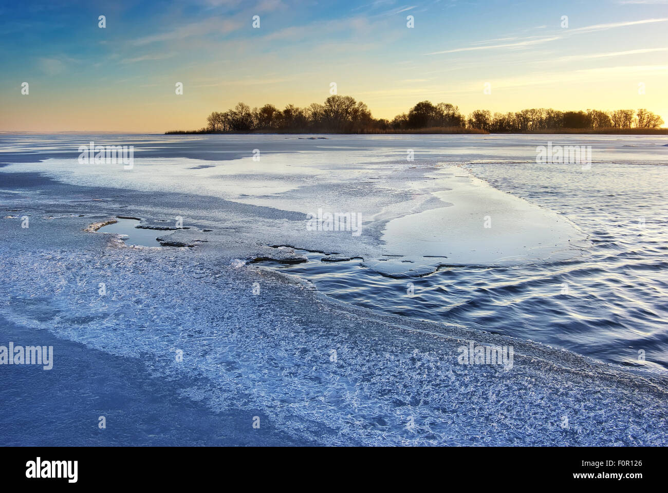 Winter ice. Melting ice on the river. Nature composition Stock Photo ...