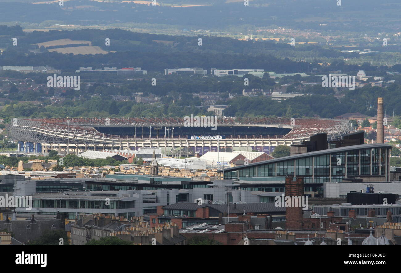 Elevated view of Murrayfield Rugby Stadium Edinburgh Scotland August ...