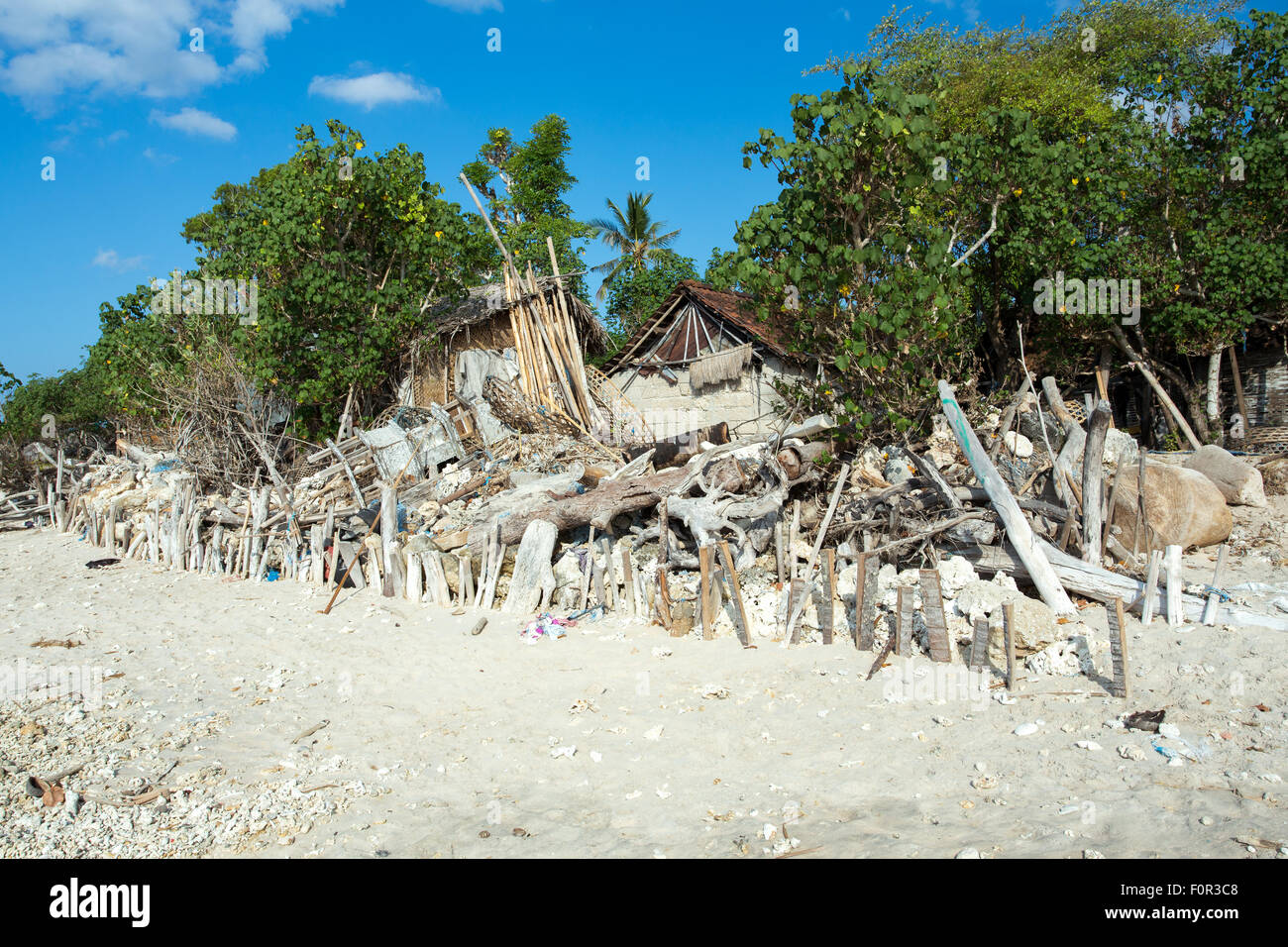 traditional indonesian poor house - shack on beach, Nusa Penida Island ...