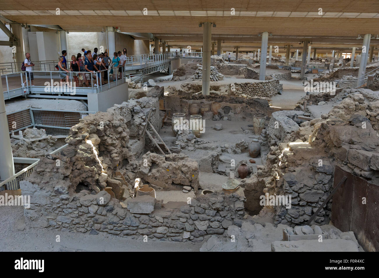 The excavation of the village of Akrotiri destroyed by a volcanic ...