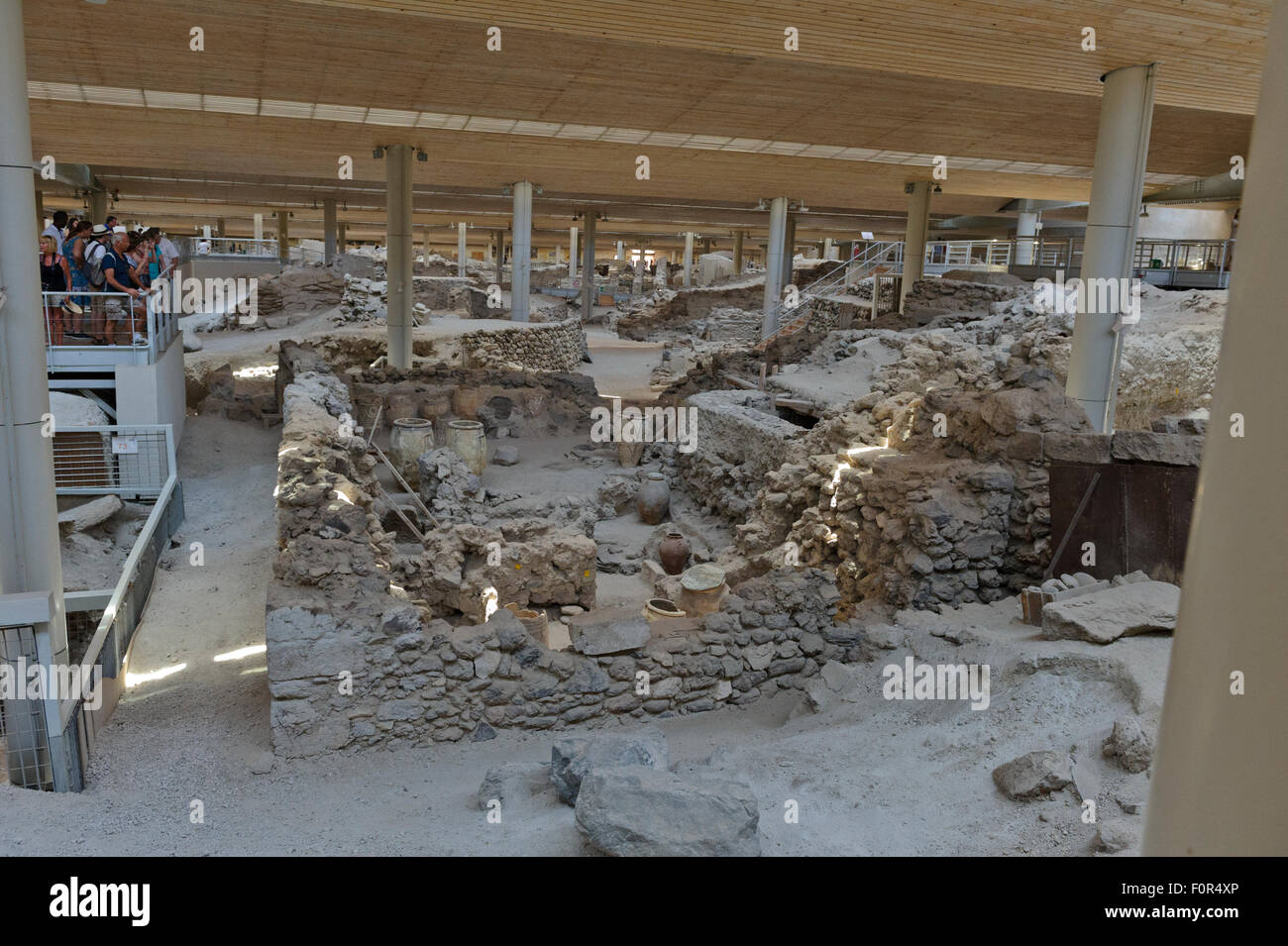 The excavation of the village of Akrotiri destroyed by a volcanic ...