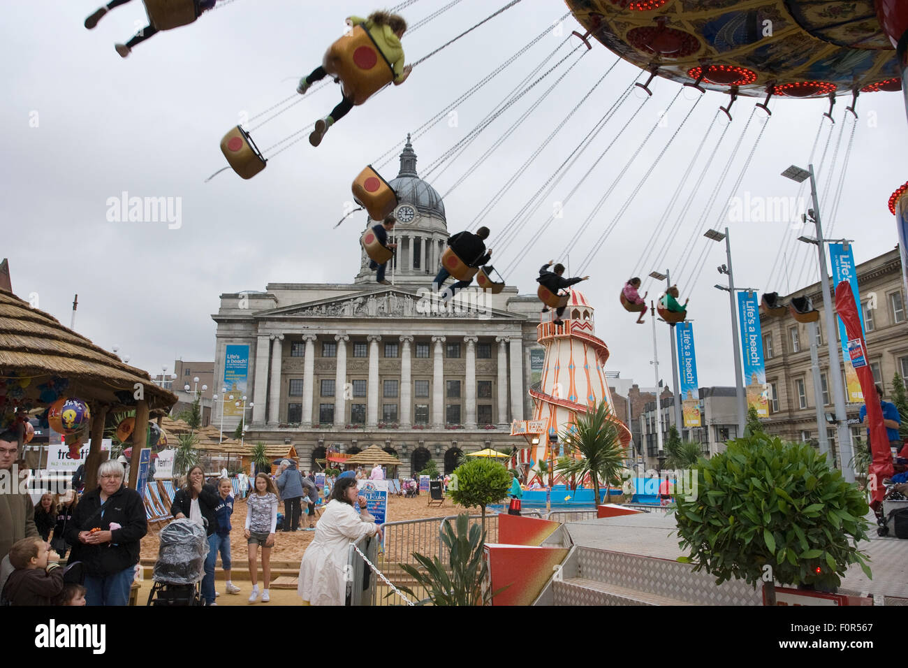Nottingham Riviera, temporary artificial urban beach and fairground in ...