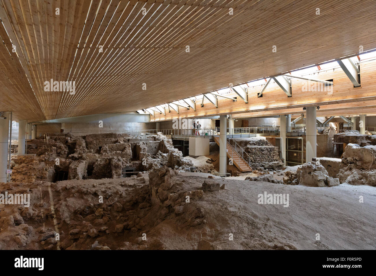 The excavation of the village of Akrotiri destroyed by a volcanic ...