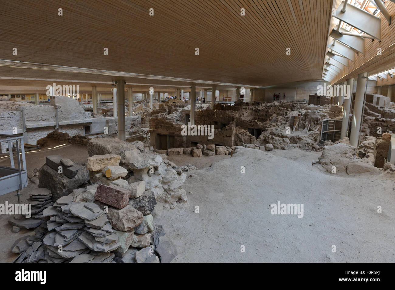 The excavation of the village of Akrotiri destroyed by a volcanic ...