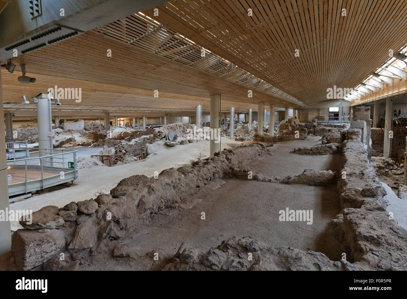 The excavation of the village of Akrotiri destroyed by a volcanic ...