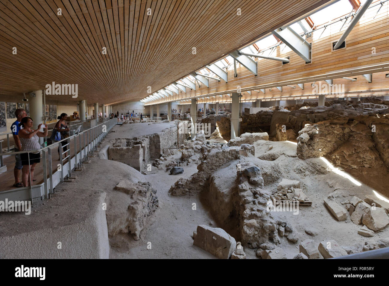 The excavation of the village of Akrotiri destroyed by a volcanic ...