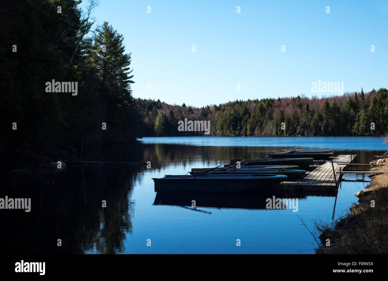 Quebec, Mauricie national park, a little pier on the Heron lake Stock ...