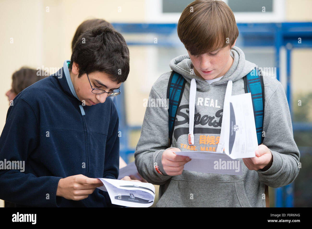 Aberystwyth Wales UK, Thursday 20 August 2015 Year 11 teenage students ...