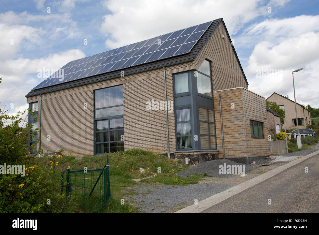 Photovoltaic PV solar panels on roof of domestic house in Germany Stock ...