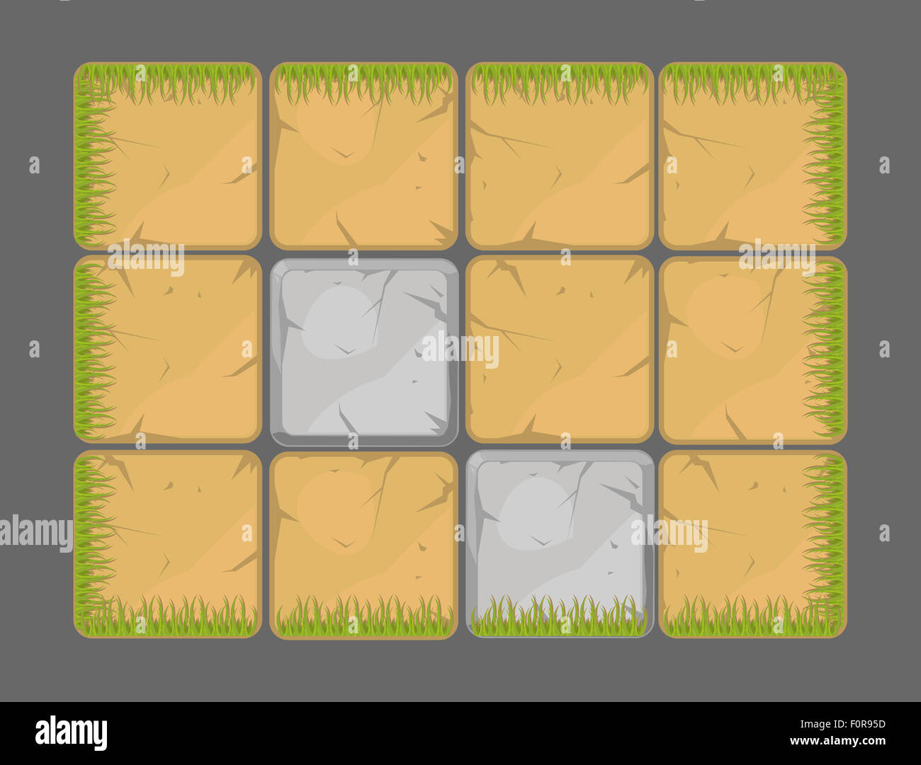 Vector natural background design elements, earth, grass, stone Stock ...