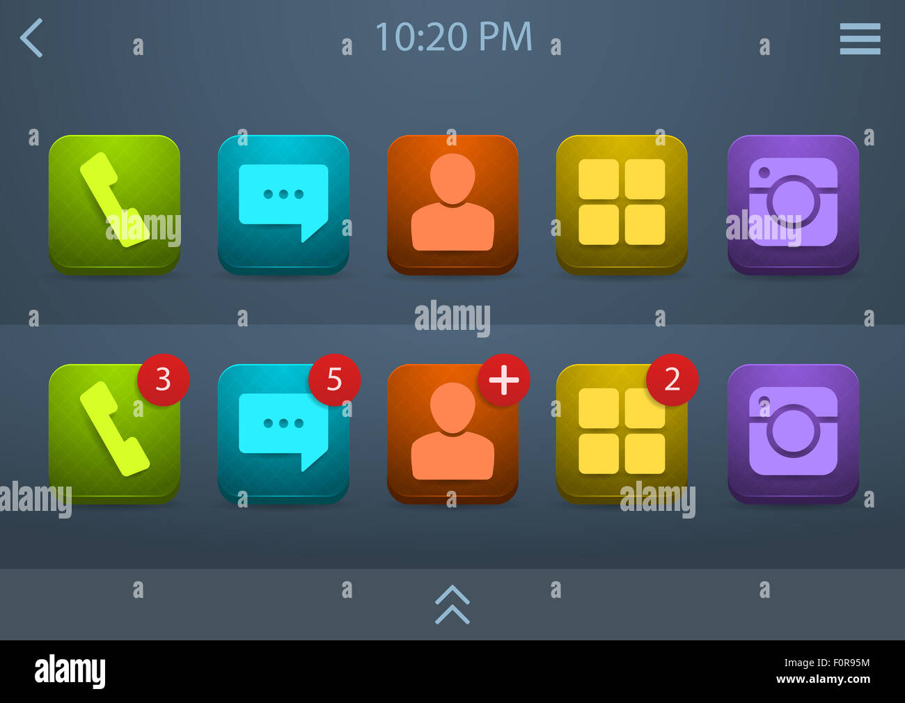 Vector set of bright icons for mobile phone ui, eps10 Stock Photo - Alamy