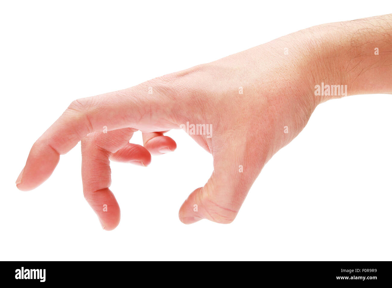 Empty hand picking something up isolated on white with clipping path ...