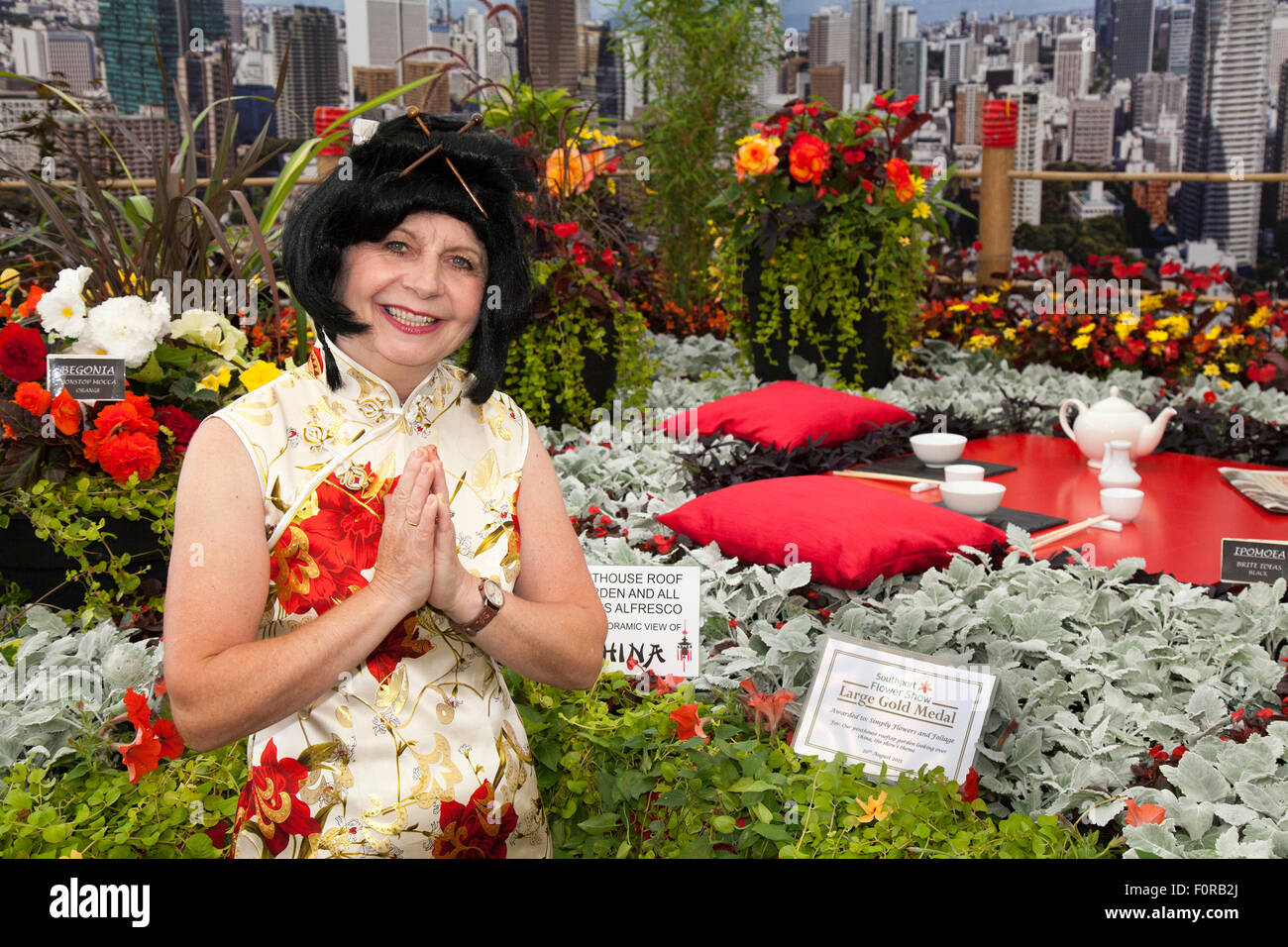 Barbara Richards posing on her stand at Southport's Annual flower Show ...