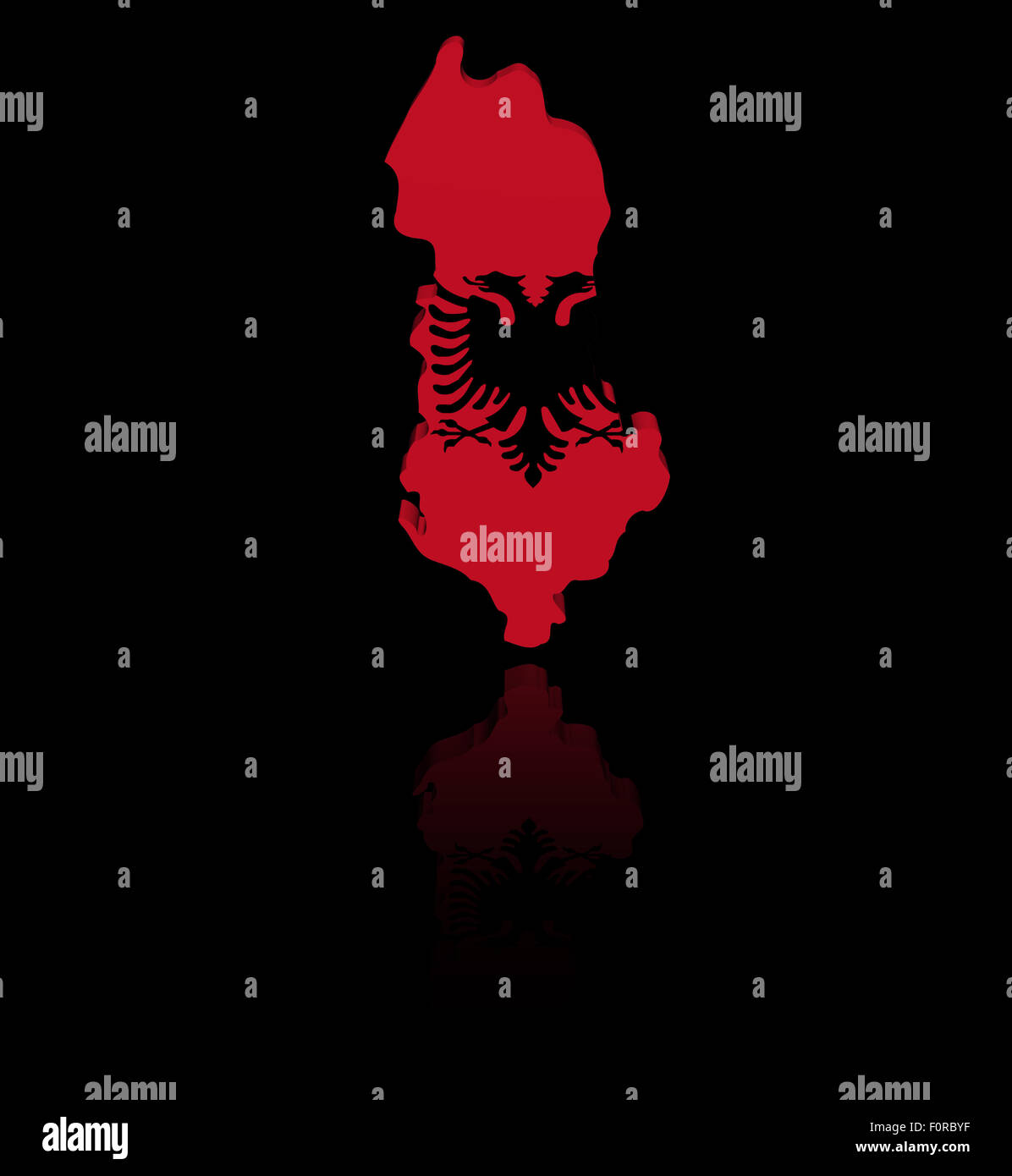 Albania map flag with reflection illustration Stock Photo - Alamy