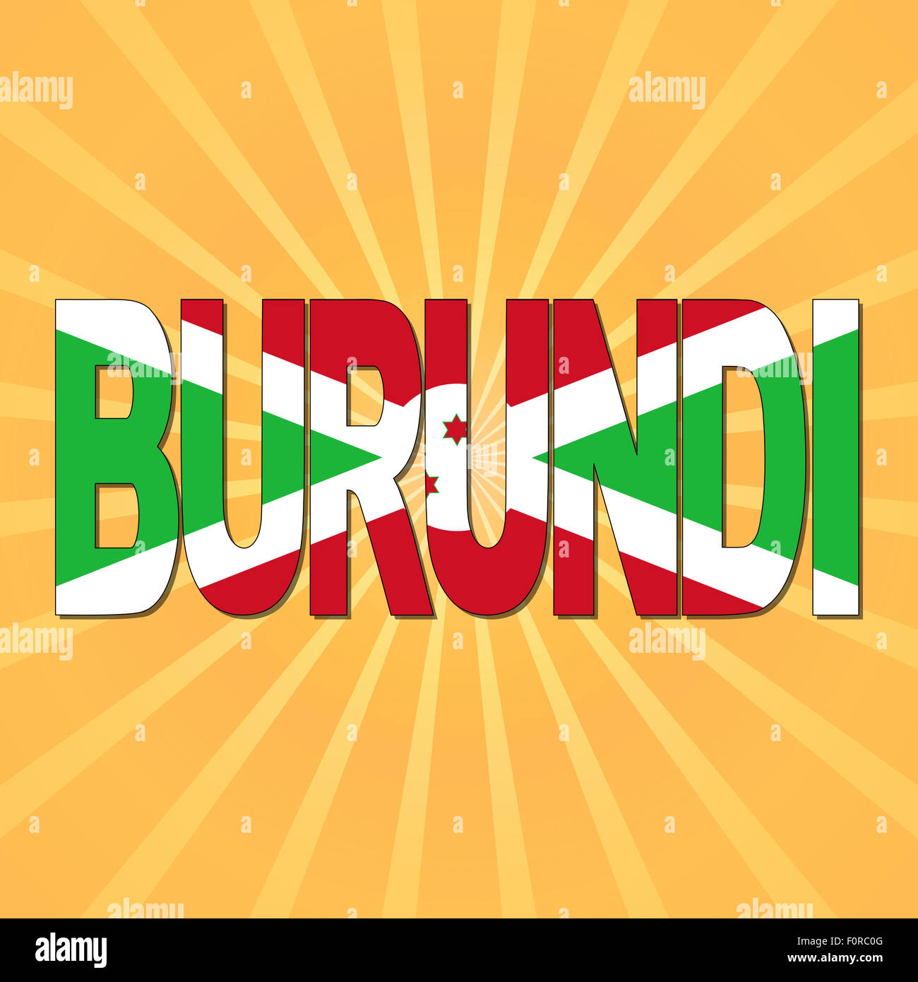 Burundi flag text with sunburst illustration Stock Photo - Alamy