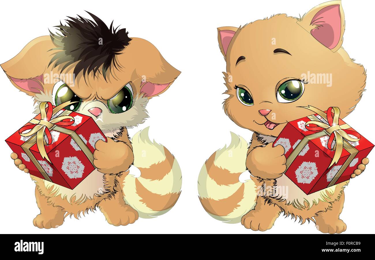 cats and podarok Stock Vector Image & Art - Alamy