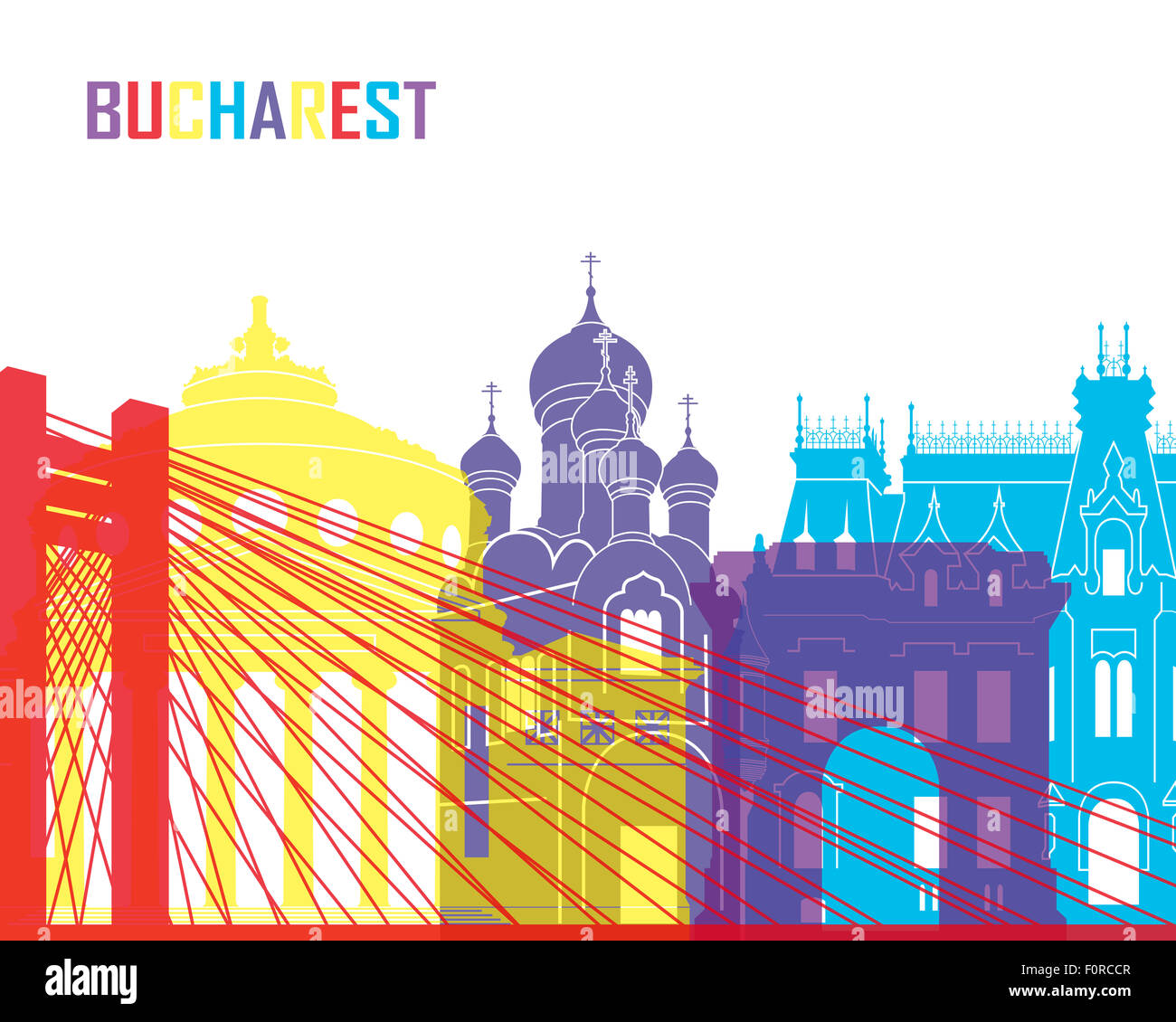 Bucharest skyline pop in editable vector file Stock Photo - Alamy
