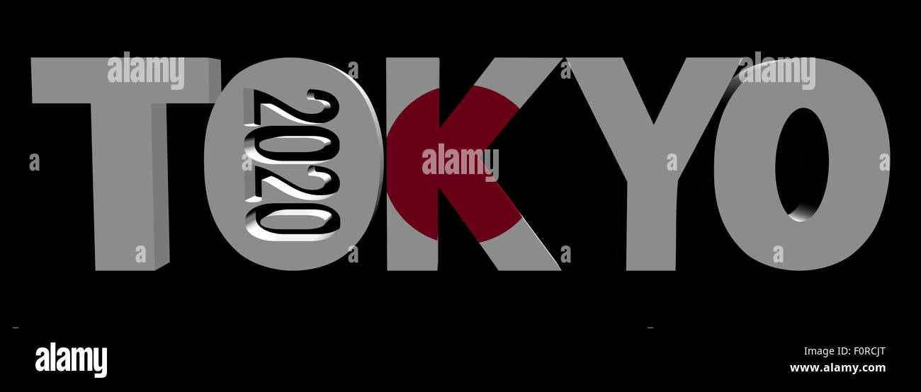 Tokyo text with Japanese flag illustration Stock Photo - Alamy