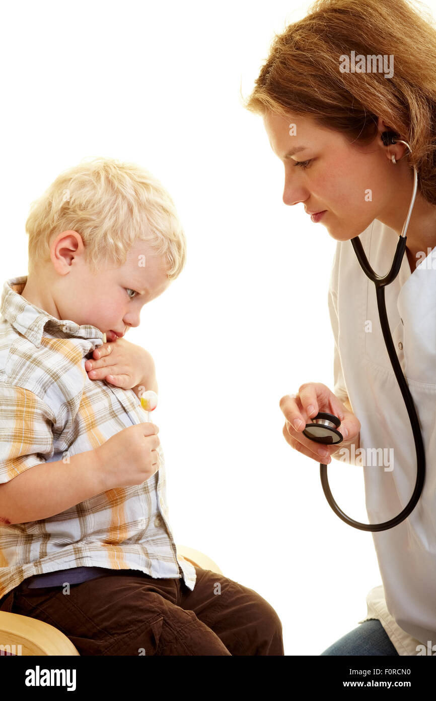 Young boy is afraid of the pediatrist Stock Photo - Alamy