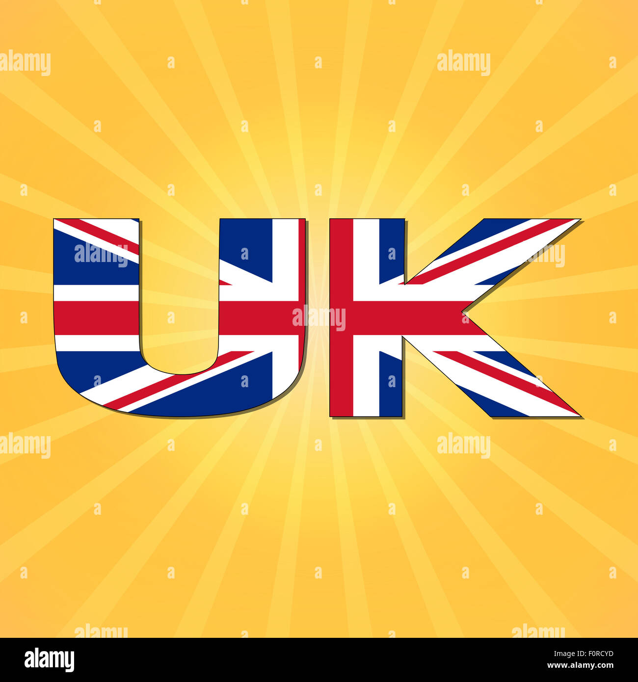 UK flag text with sunburst illustration Stock Photo - Alamy