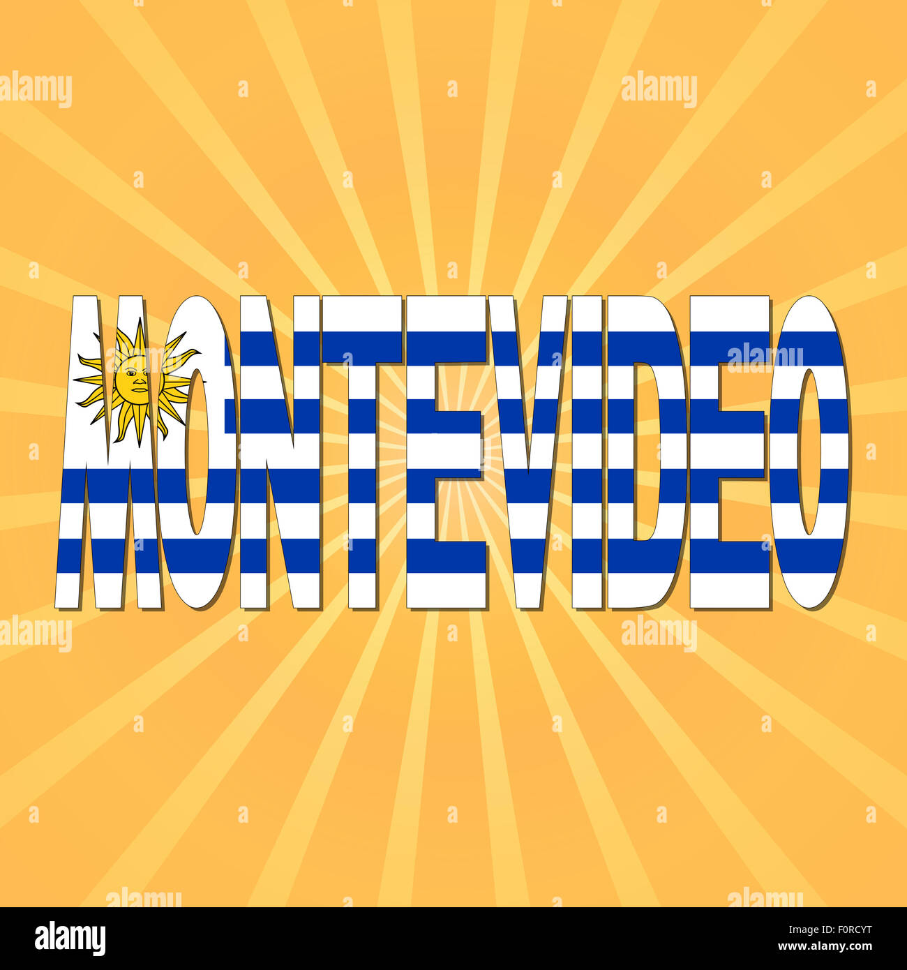 Montevideo flag text with sunburst illustration Stock Photo - Alamy