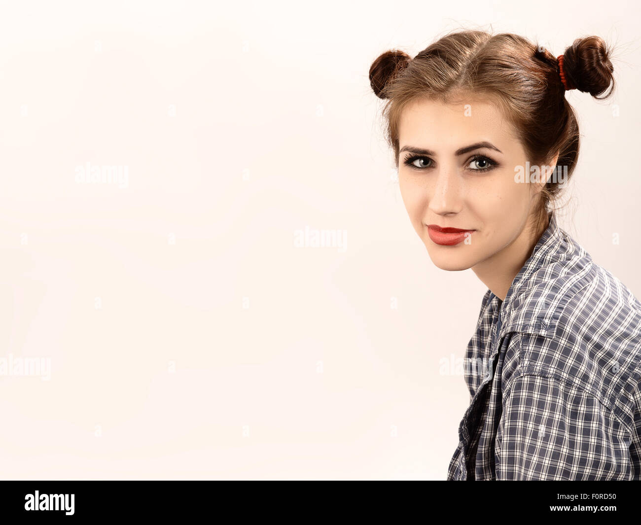 pretty girl smiling on white background Stock Photo - Alamy