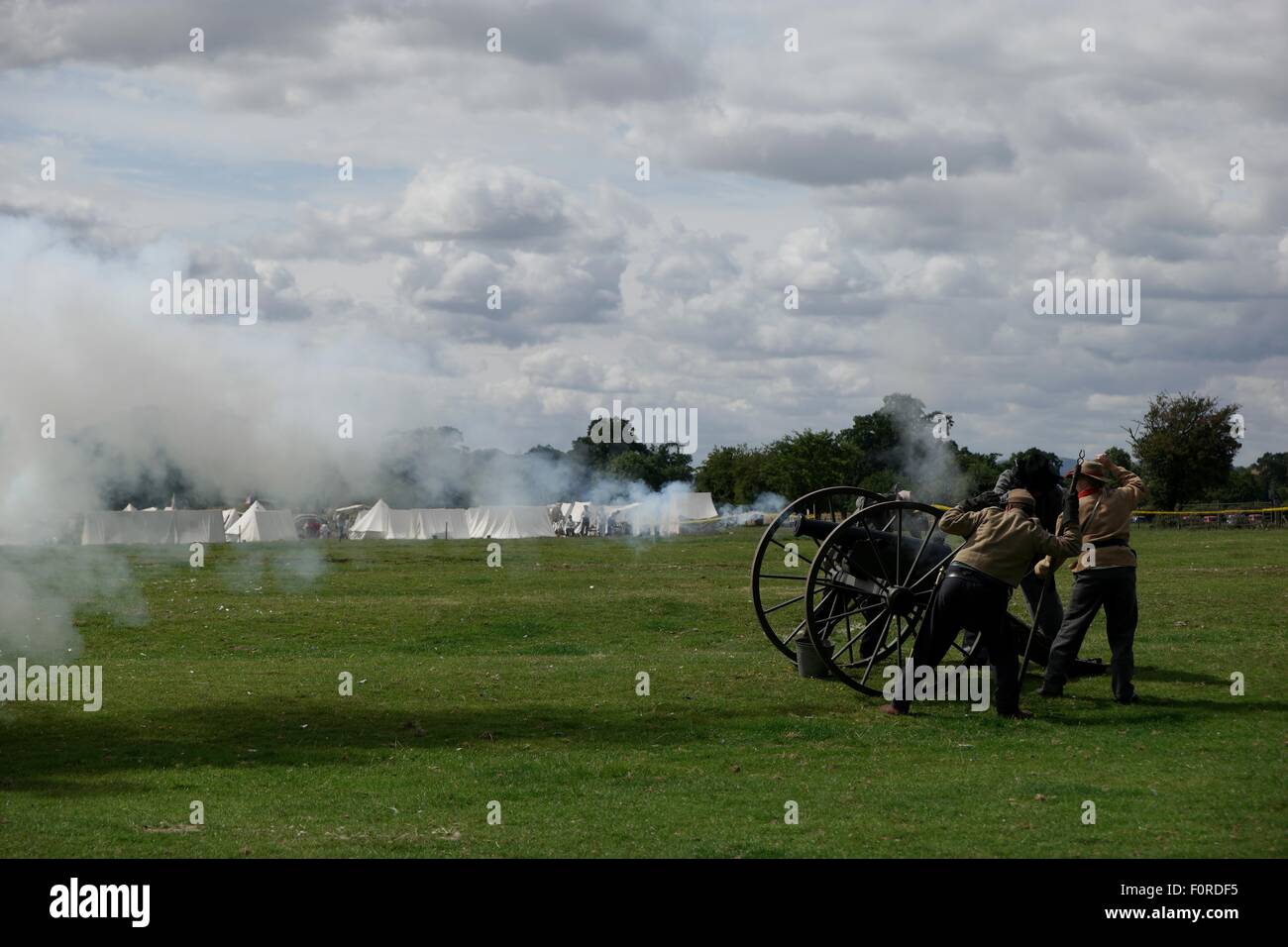 Historical re-creation with characters in period costume to recreate ...