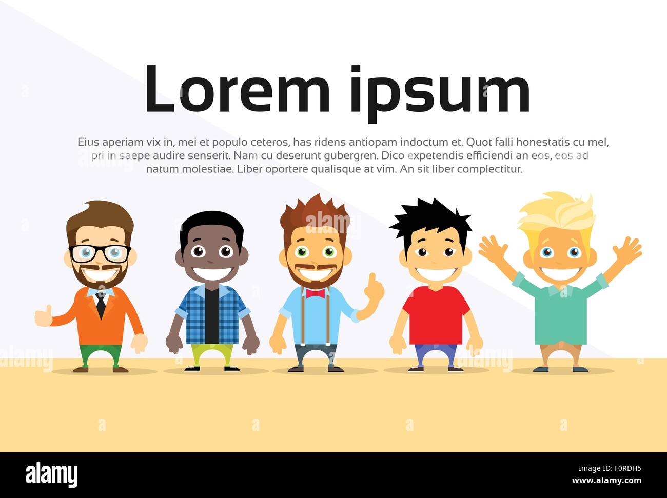 Cartoon Man People Group Set Smile Person Character Stock Vector Image ...