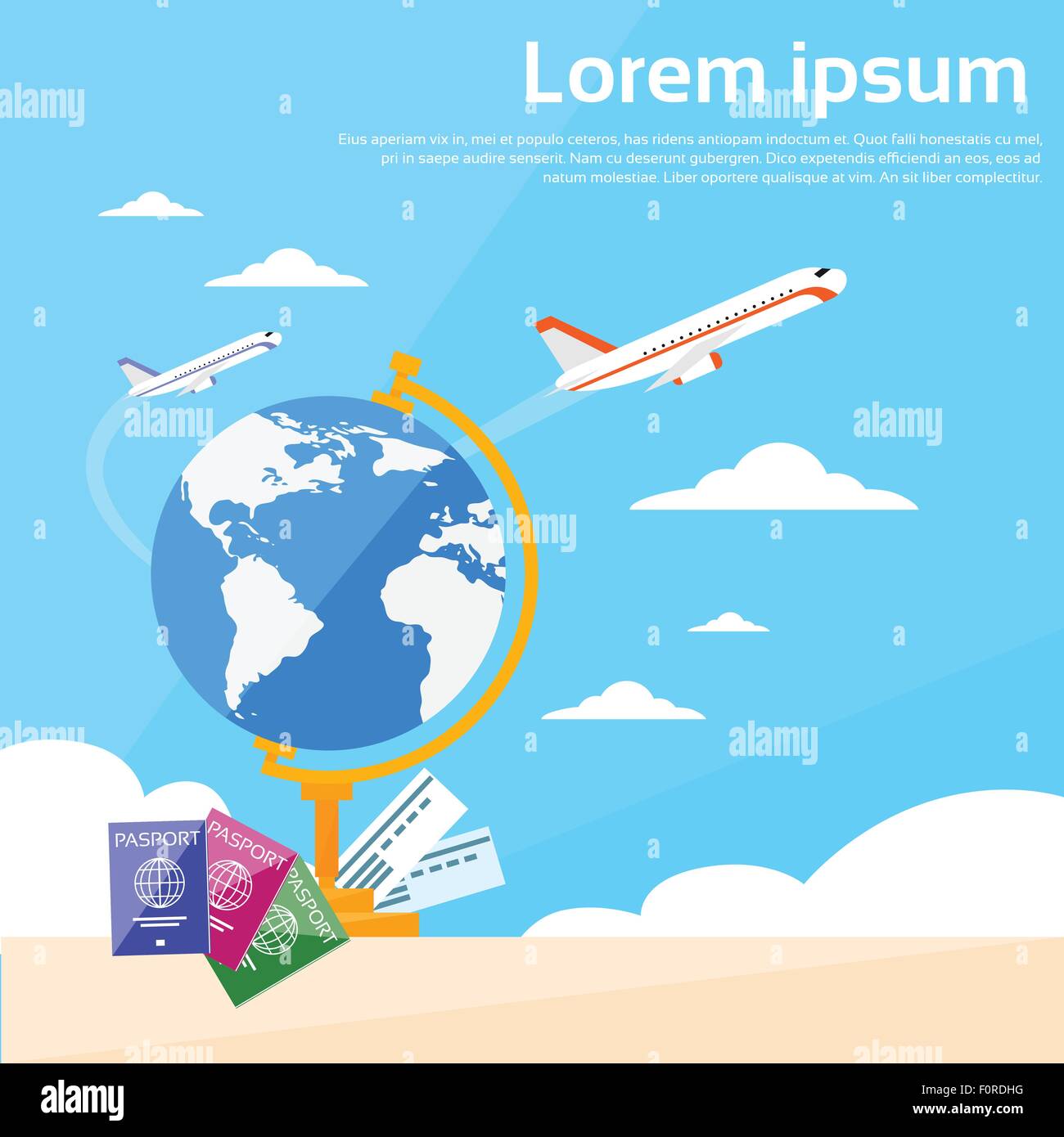 Globe World Map Passport Travel Document Vacation Trip Booking Air ...