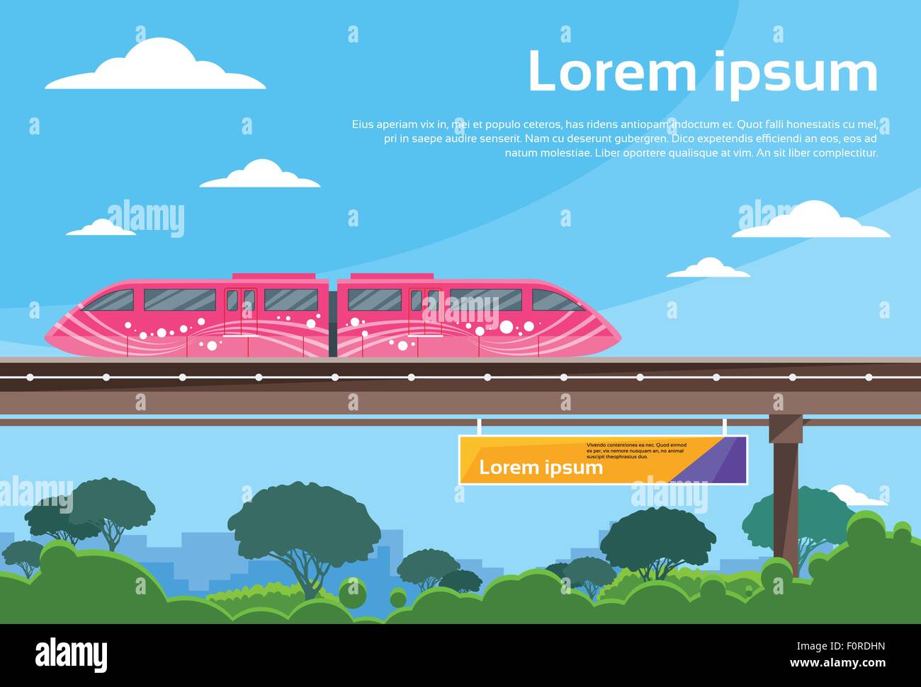Monorail Train Sky Subway Public Flat Vector Stock Vector Image & Art ...