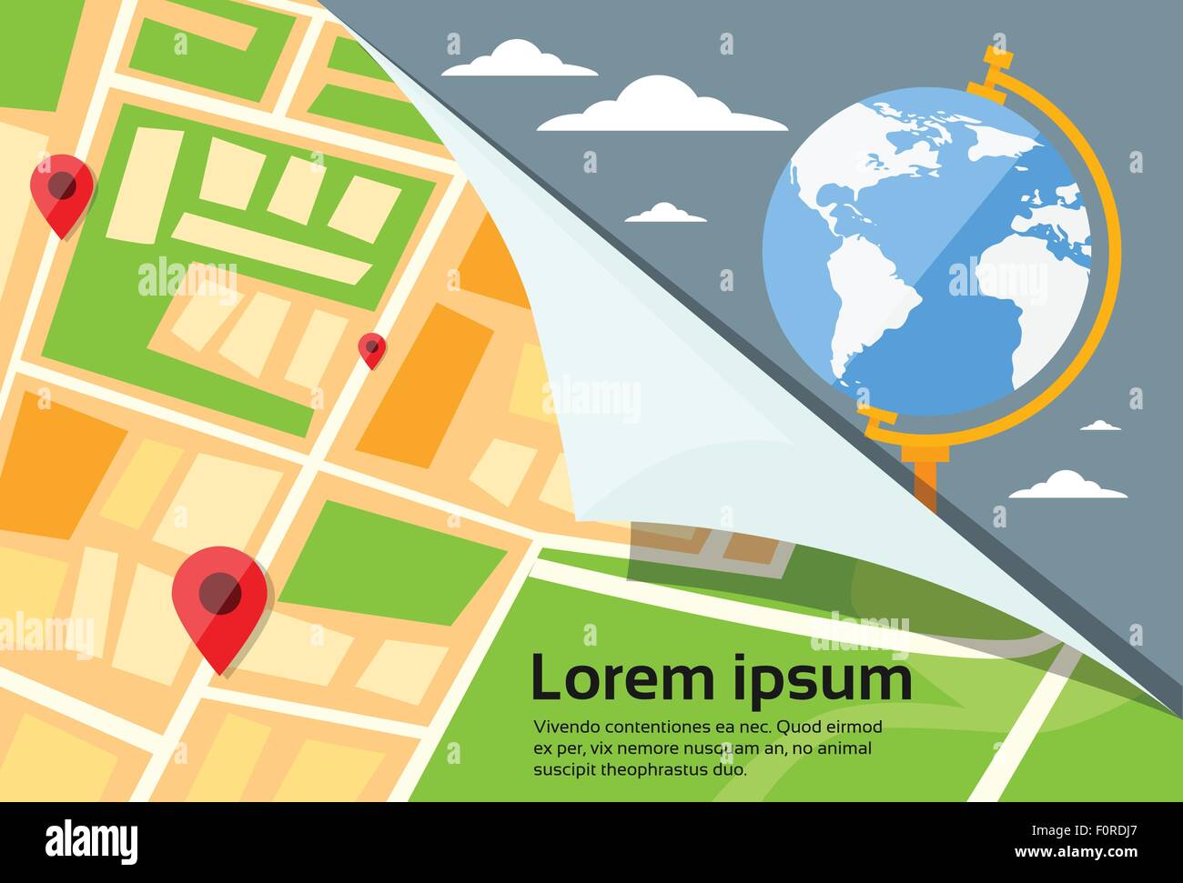 City Map Navigation Search Hand Magnifying Glass Street Stock Vector ...
