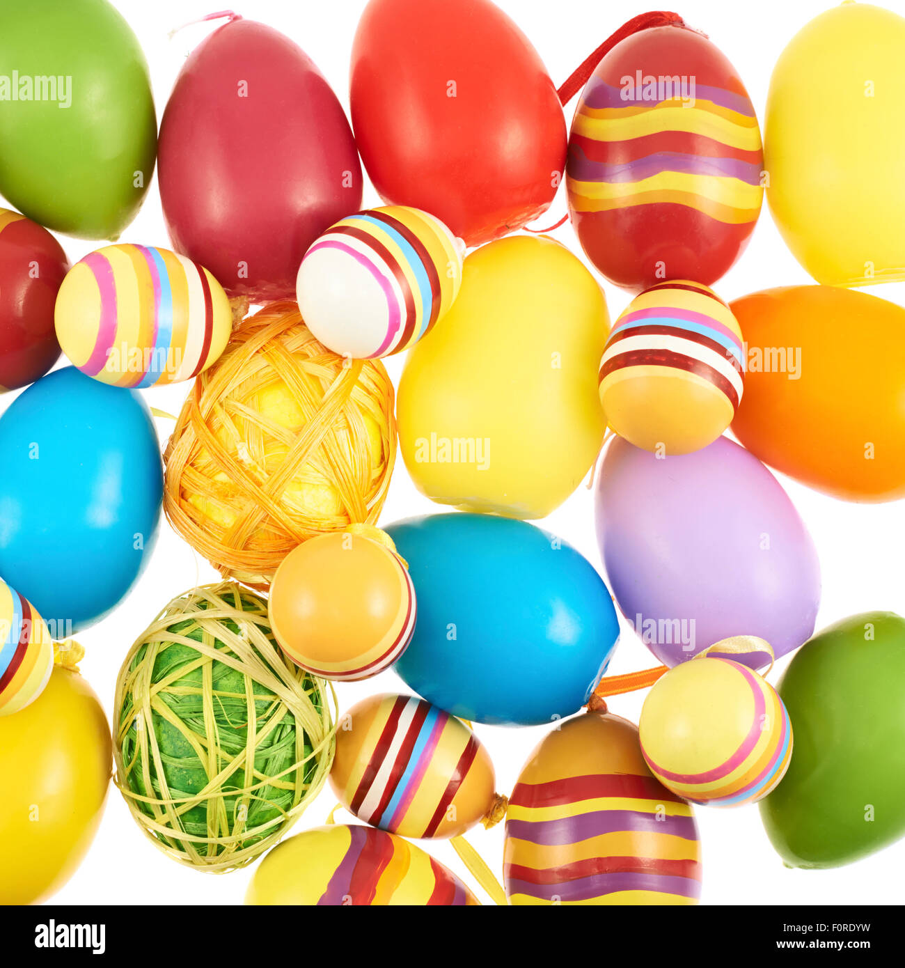 Multiple colorful Easter eggs over the white background Stock Photo - Alamy