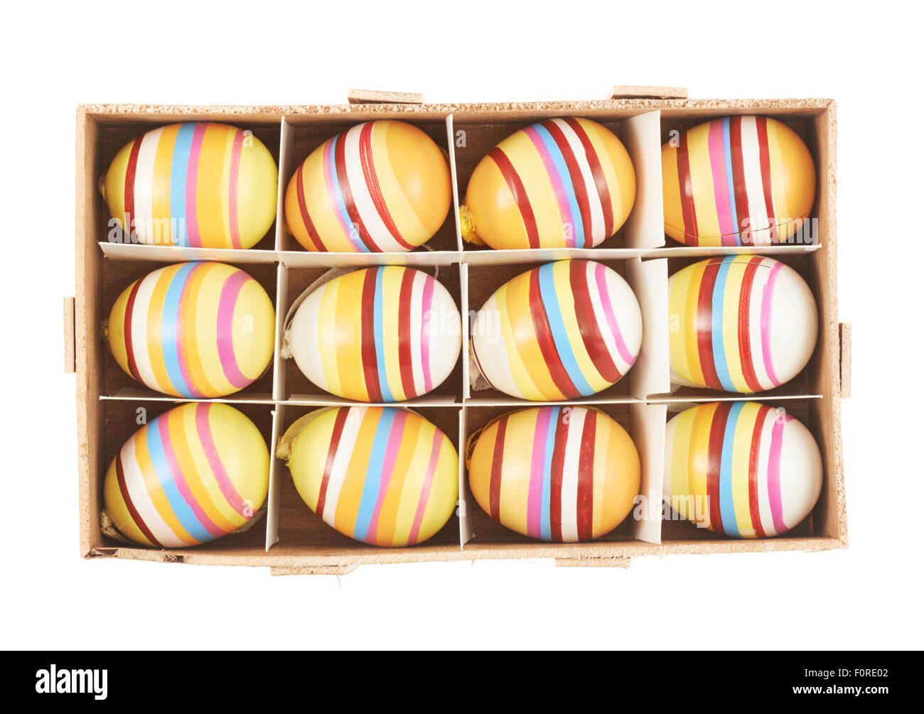 Easter eggs in wooden box isolated over the white background Stock ...