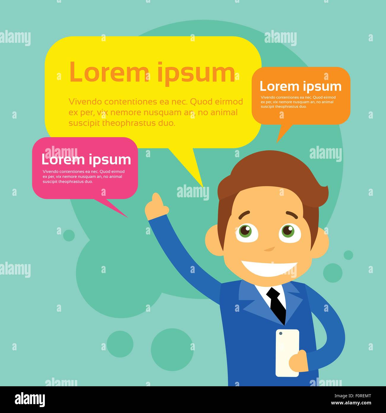 Businessman Cartoon Character Using Cell Smart Phone Message Stock ...