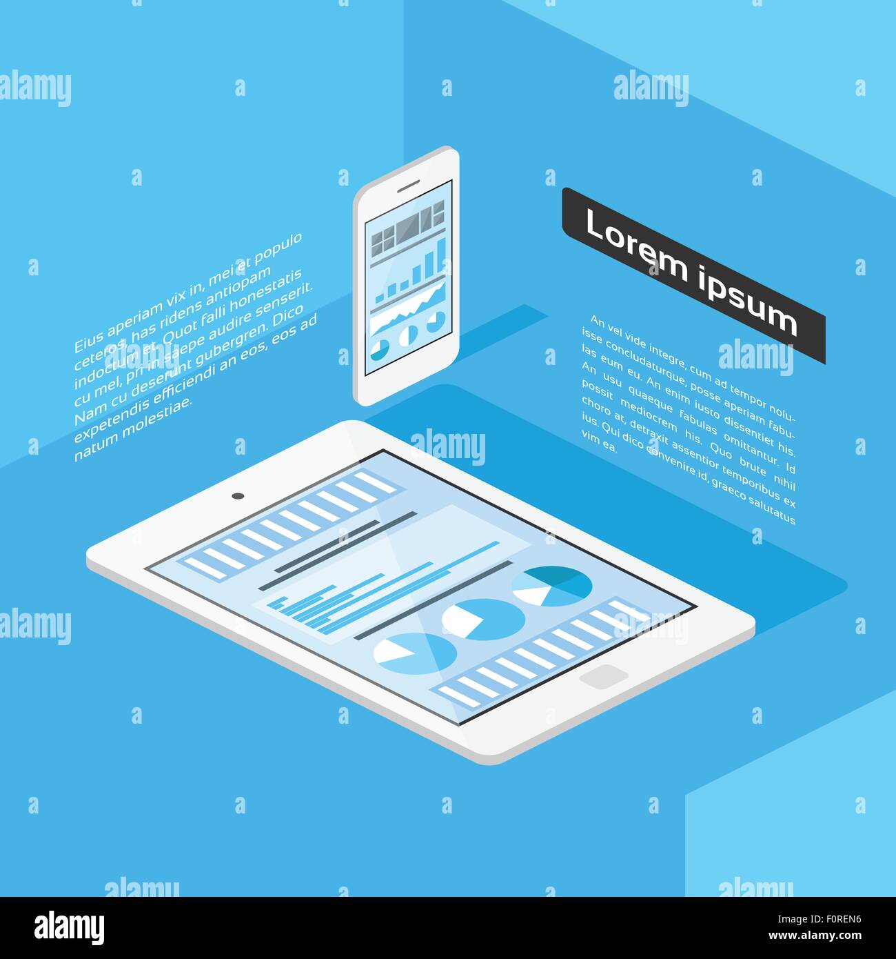Isometric Tablet and Phone Graph Flat Vector Stock Vector Image & Art ...