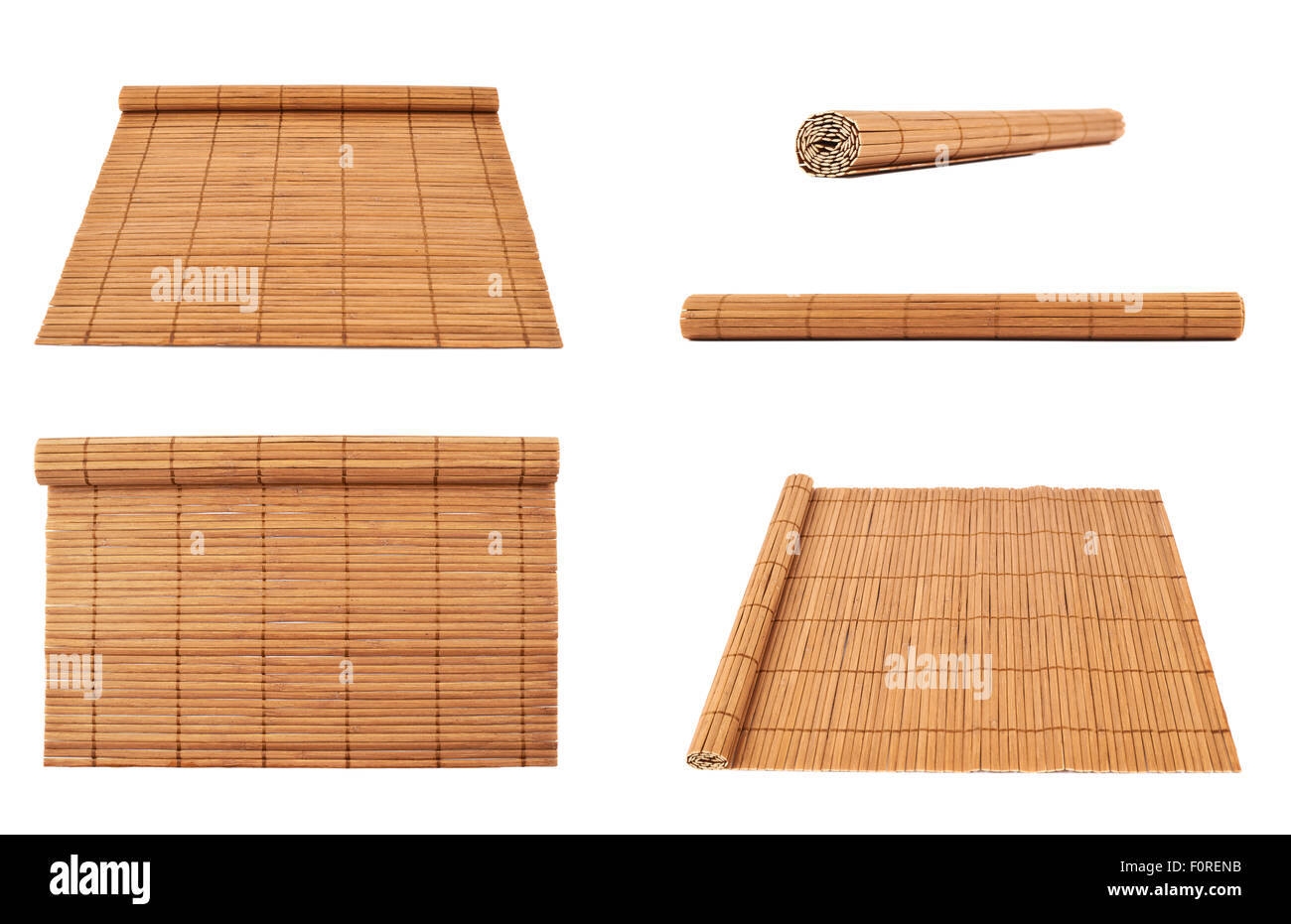 Rolled straw mat isolated Stock Photo - Alamy