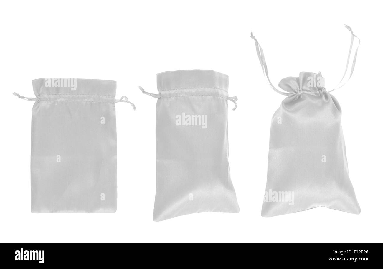 White drawstring bag packaging Cut Out Stock Images & Pictures - Alamy