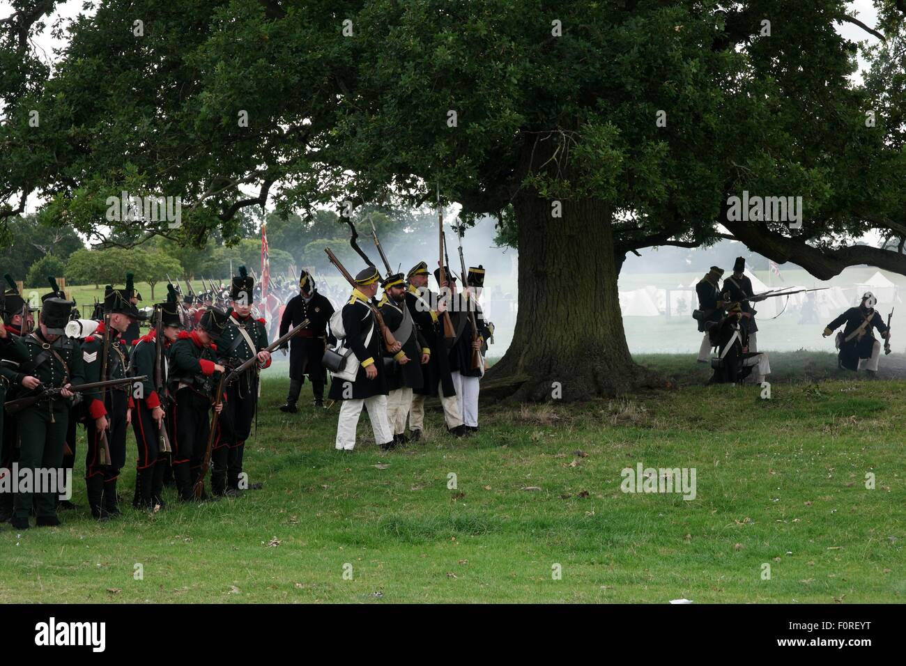 Historical re-creation with characters in period costume to recreate ...