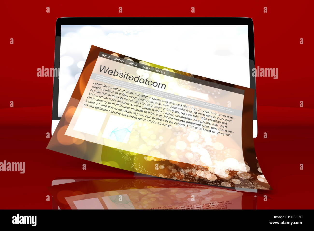 A modern All in one computer with a generic website coming out of the ...