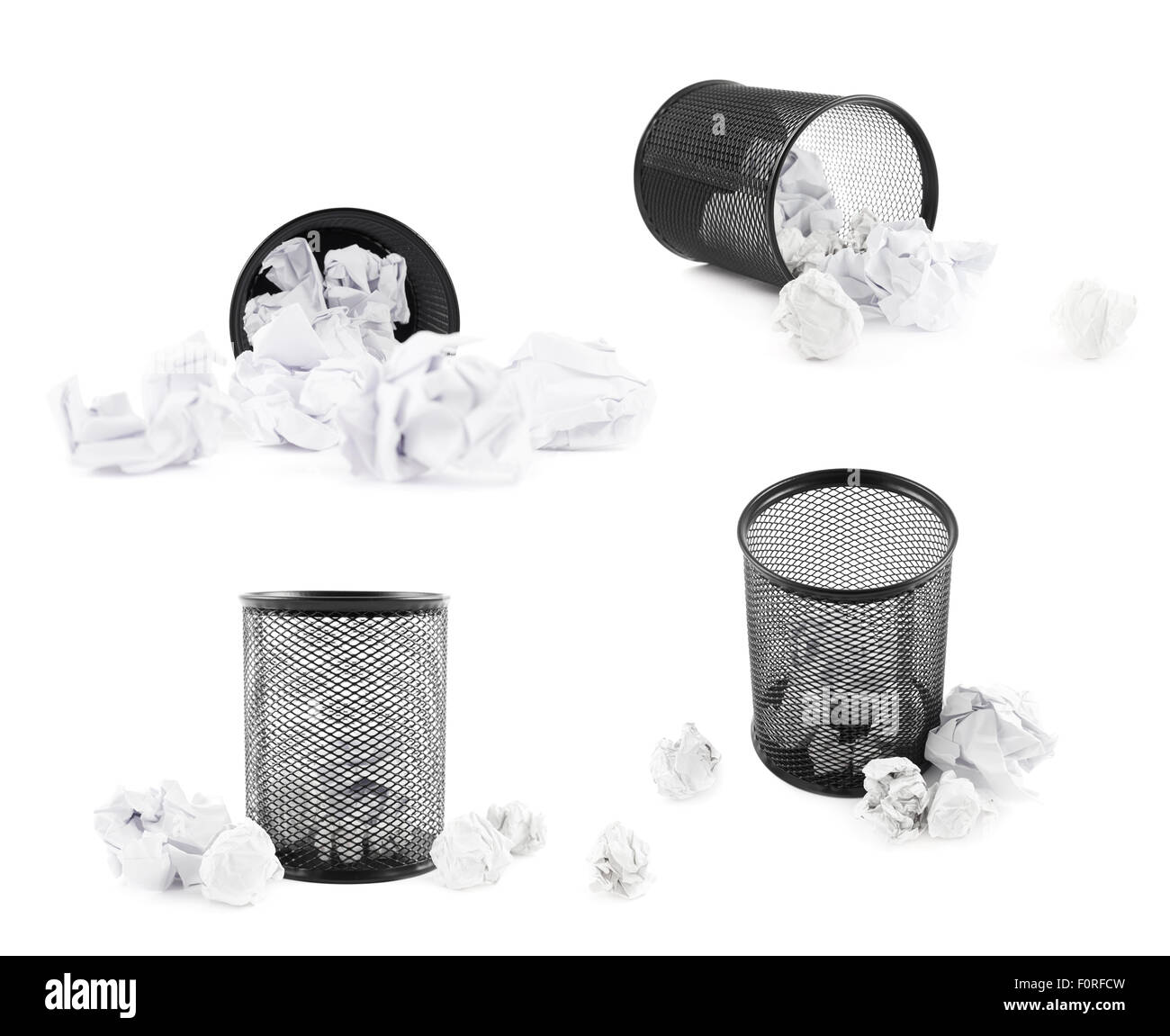 Office paper trash bin isolated Stock Photo - Alamy