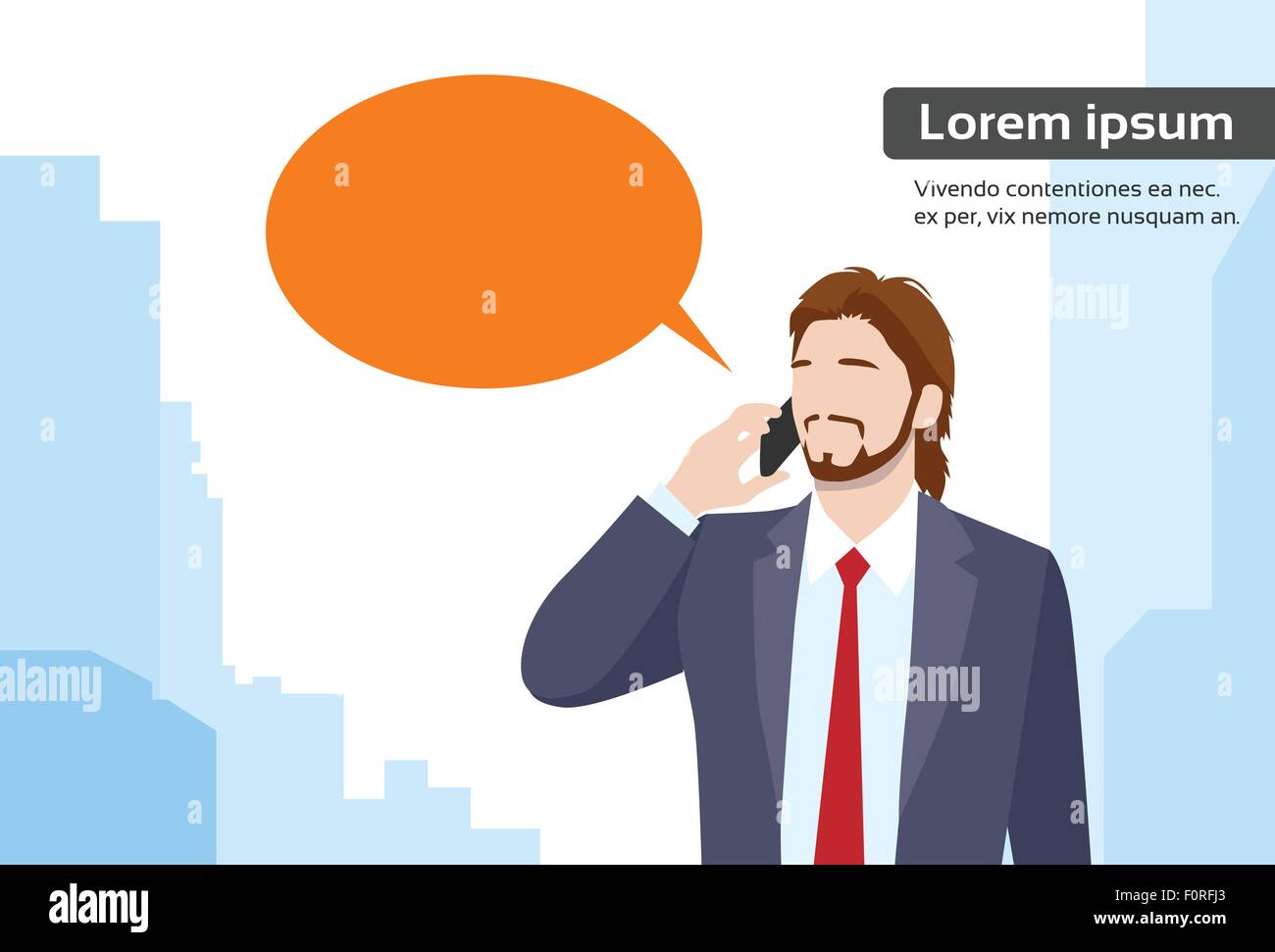 Businessman Smart Phone Talk Chat Bubble Communication Stock Vector ...