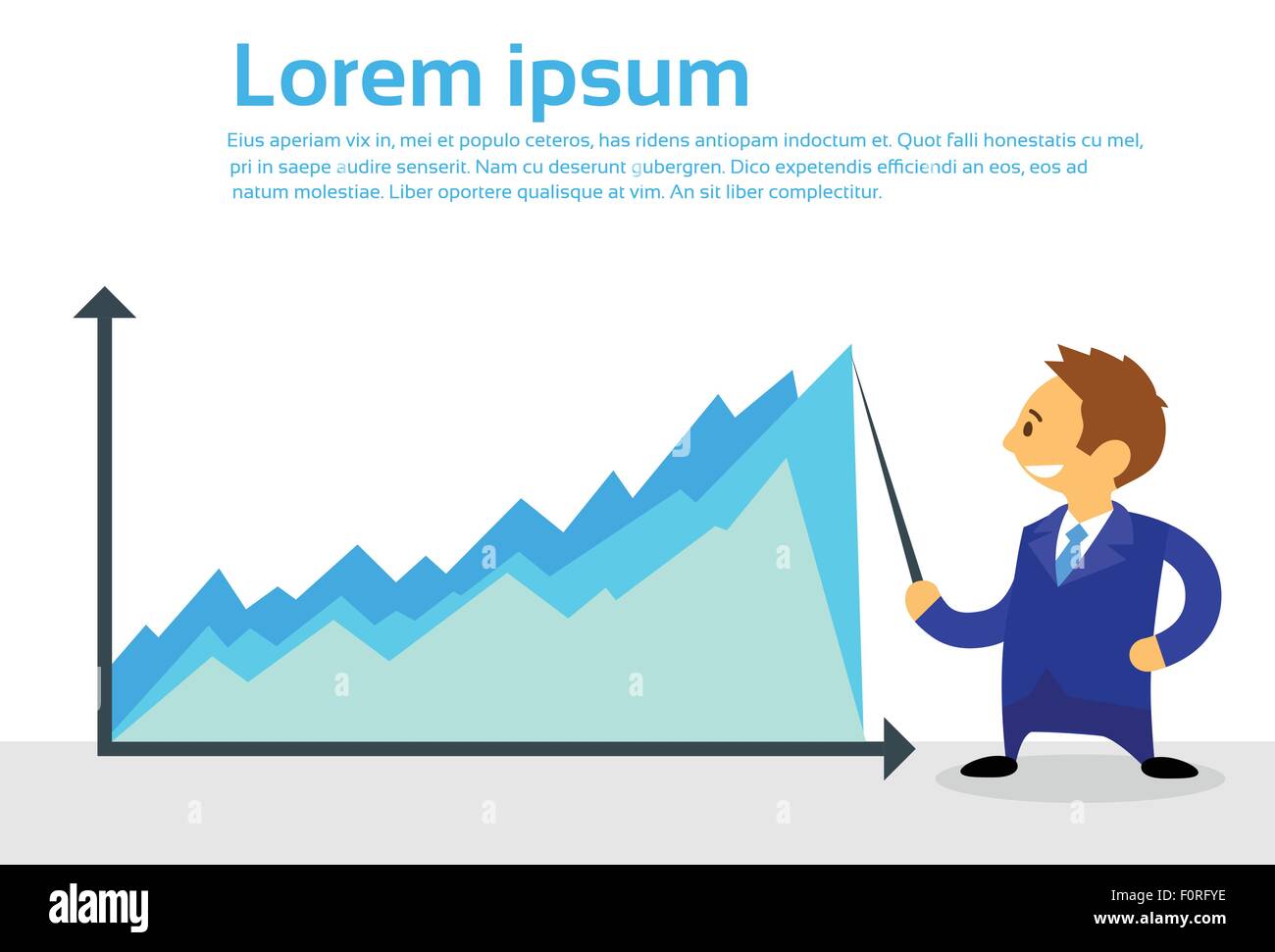 Businessman Cartoon Show Graph Flat Design Vector Stock Vector Image ...