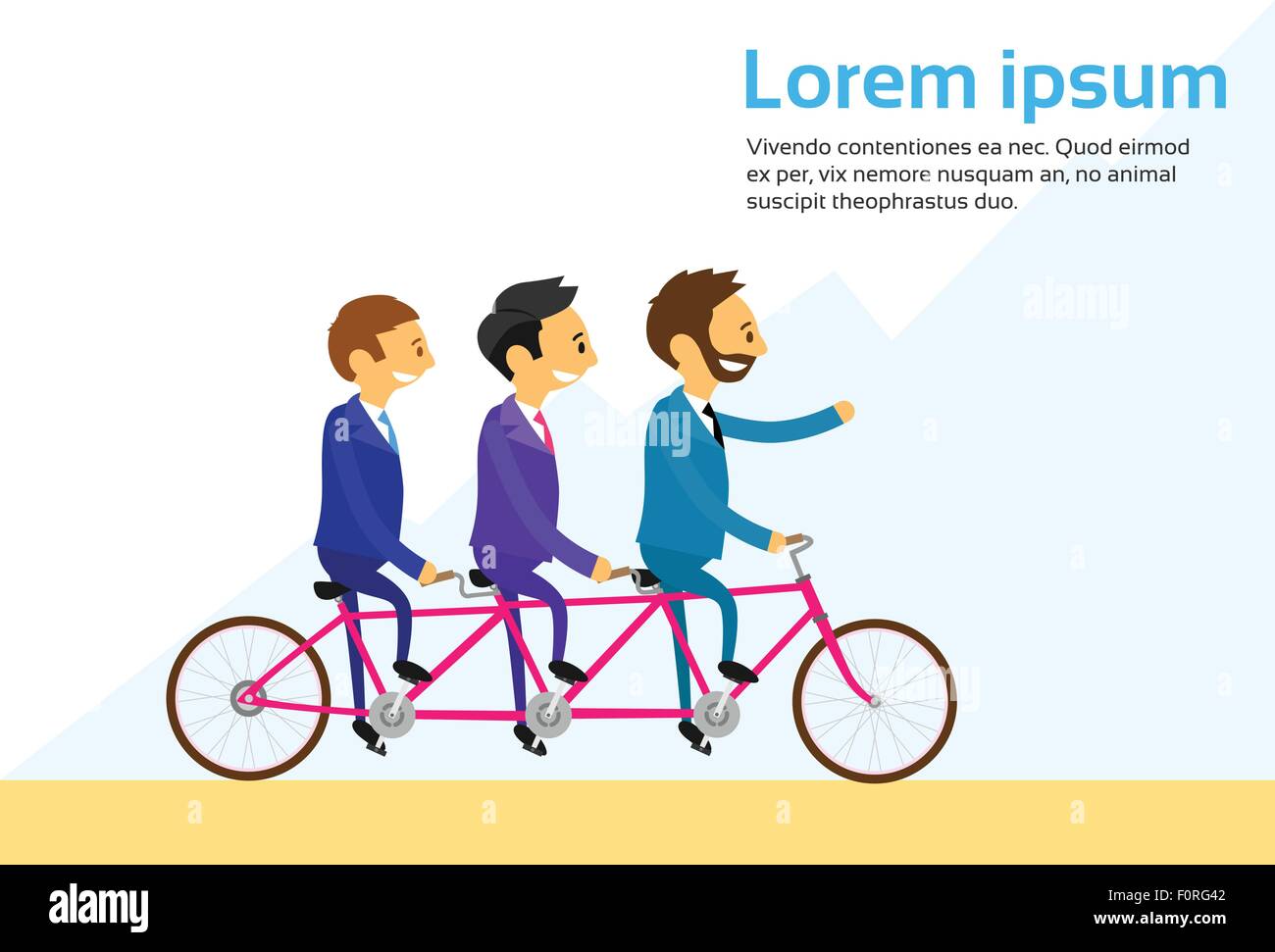 Businesspeople Team Riding Bicycle Tandem Bike Flat Stock Vector Image ...
