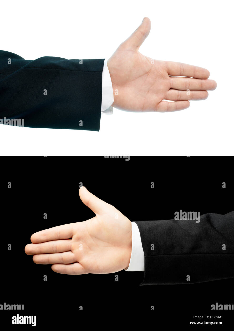 Caucasian hand in a business suit isolated Stock Photo - Alamy