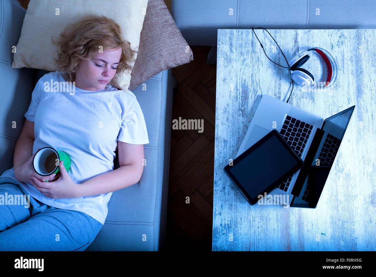 Falling asleep coffee computer hi-res stock photography and images - Alamy
