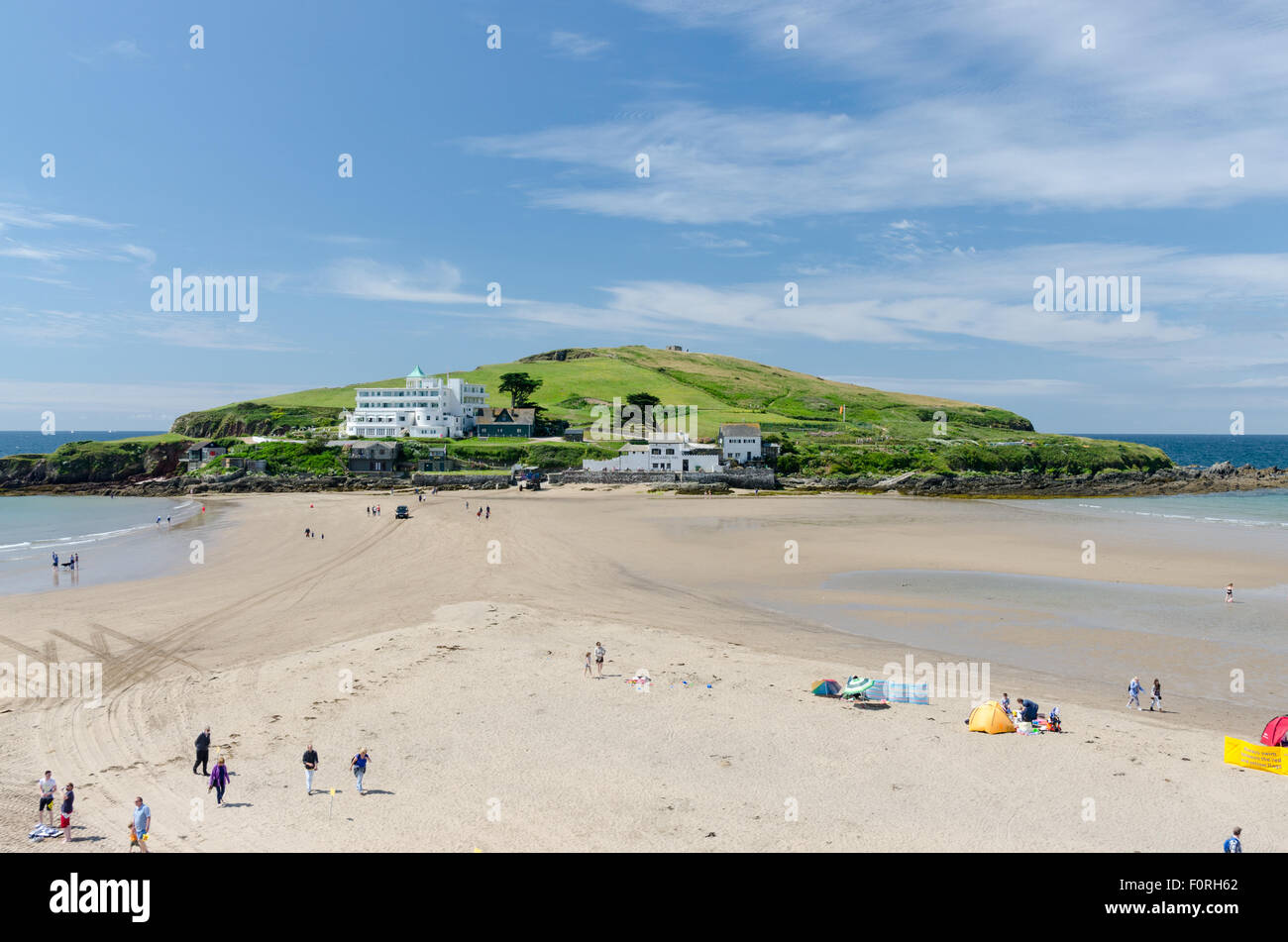 Bigbury beach and Burgh Island in Devon Stock Photo - Alamy